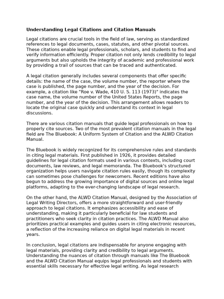 Understanding Legal Citations and Citation Manuals | PDF | Citation ...