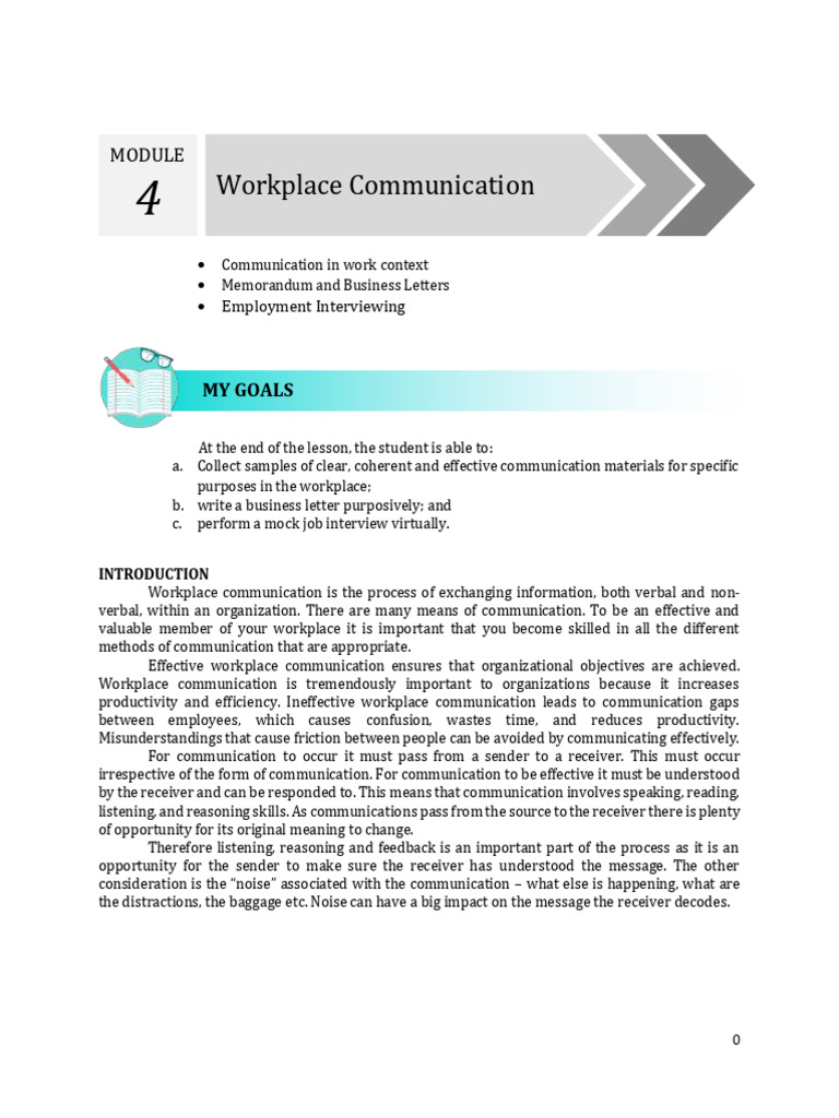 8.-Workplace-Communication-Employment-Interview | PDF | Memorandum | Communication