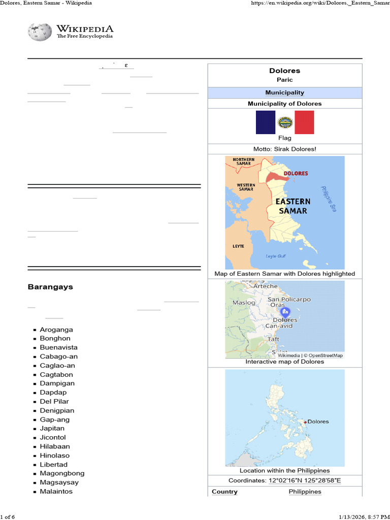 Dolores, Eastern Samar - Wikipedia | PDF | Philippines