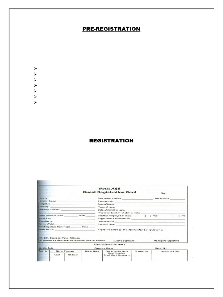 Pre-Registration and Guest Check-In Process | PDF