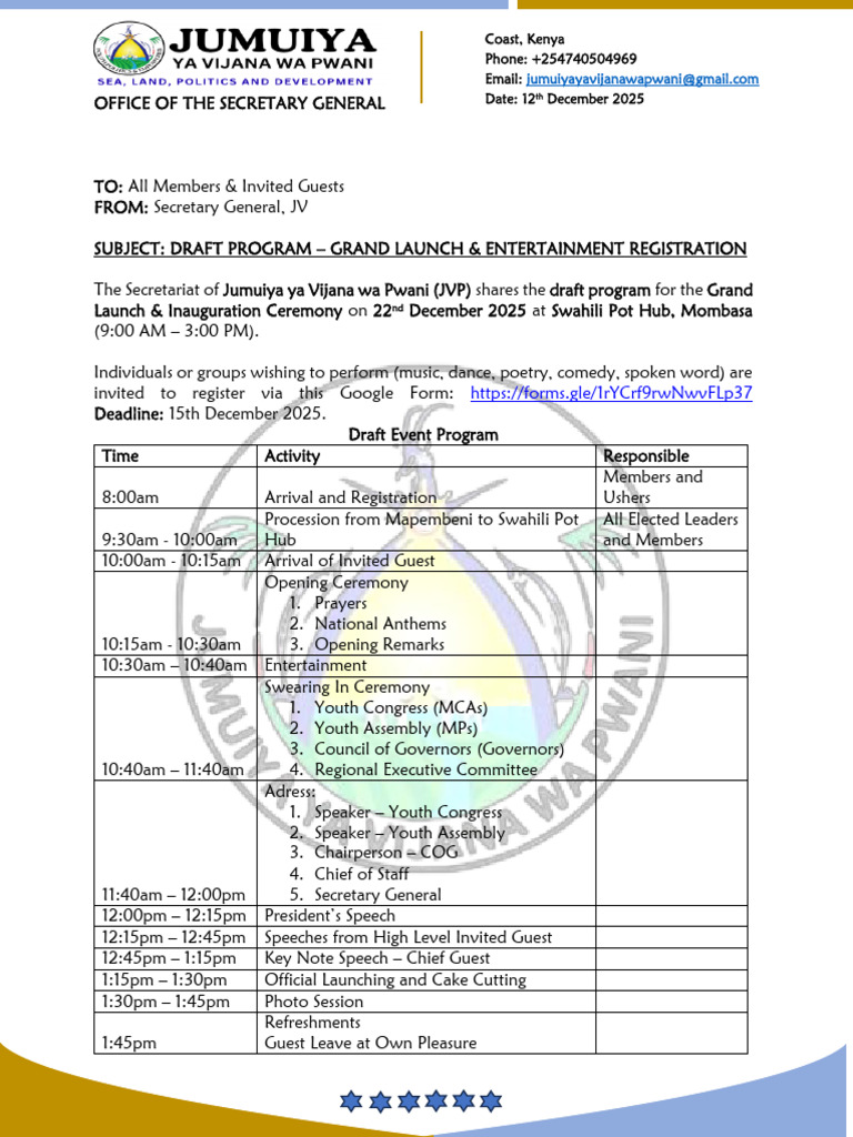 JVP Draft Programme for Inauguration Ceremony-2 | PDF