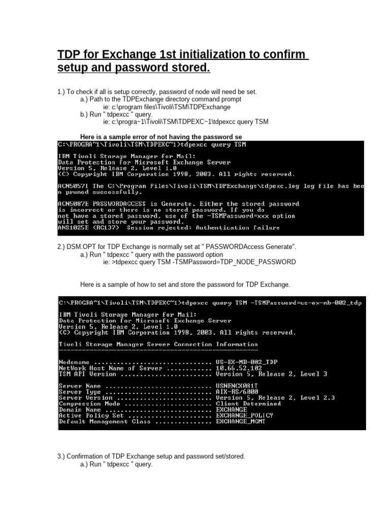 TDP for Exchange 1st Initialization | PDF