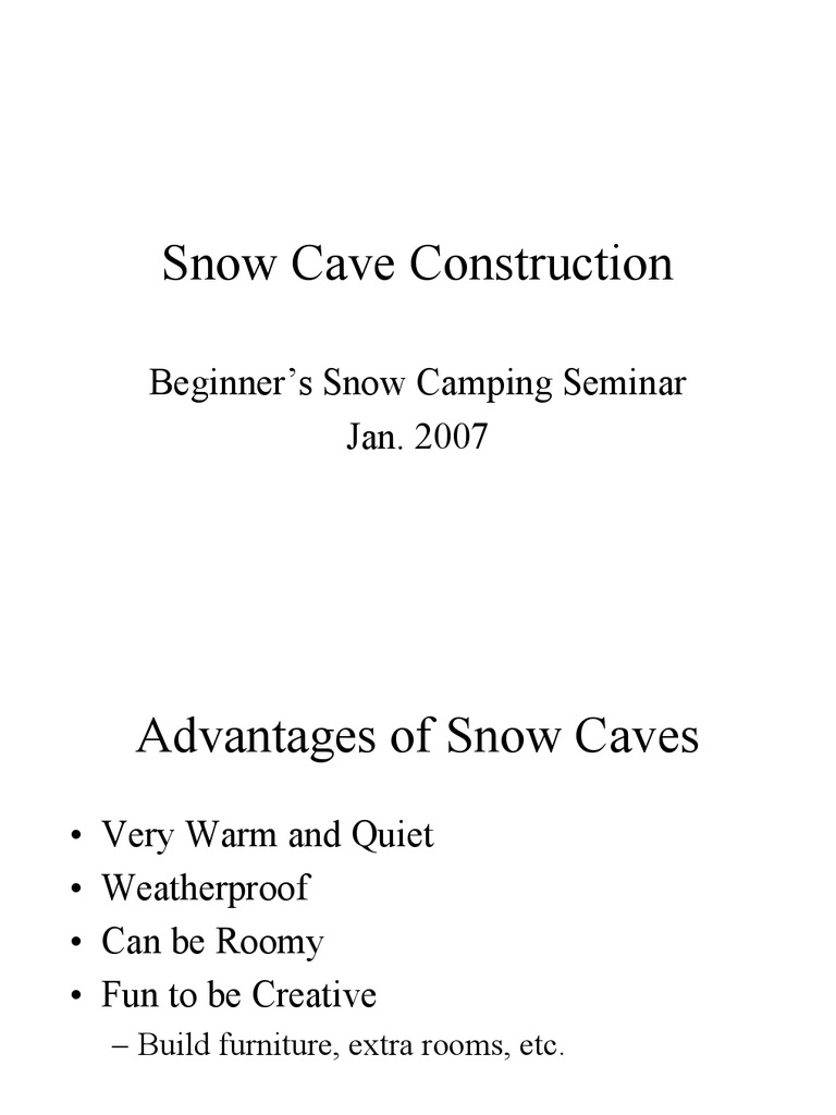 Snow Cave Construction Guide for Beginners | PDF | Art