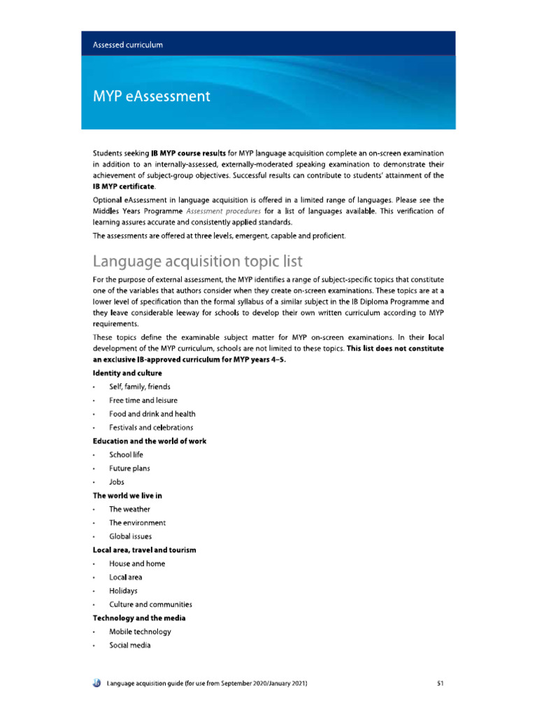 MYP German Topics 2 | PDF