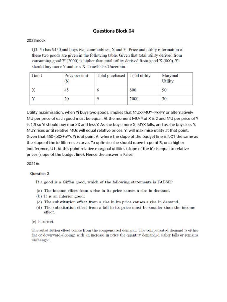 Block 4 Questions Key | PDF