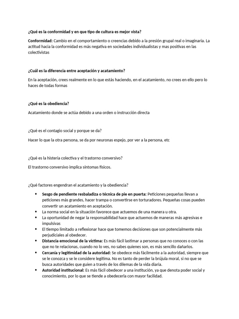 Conformidad: Cultura, Factores y Efectos | PDF | Psicología Social ...