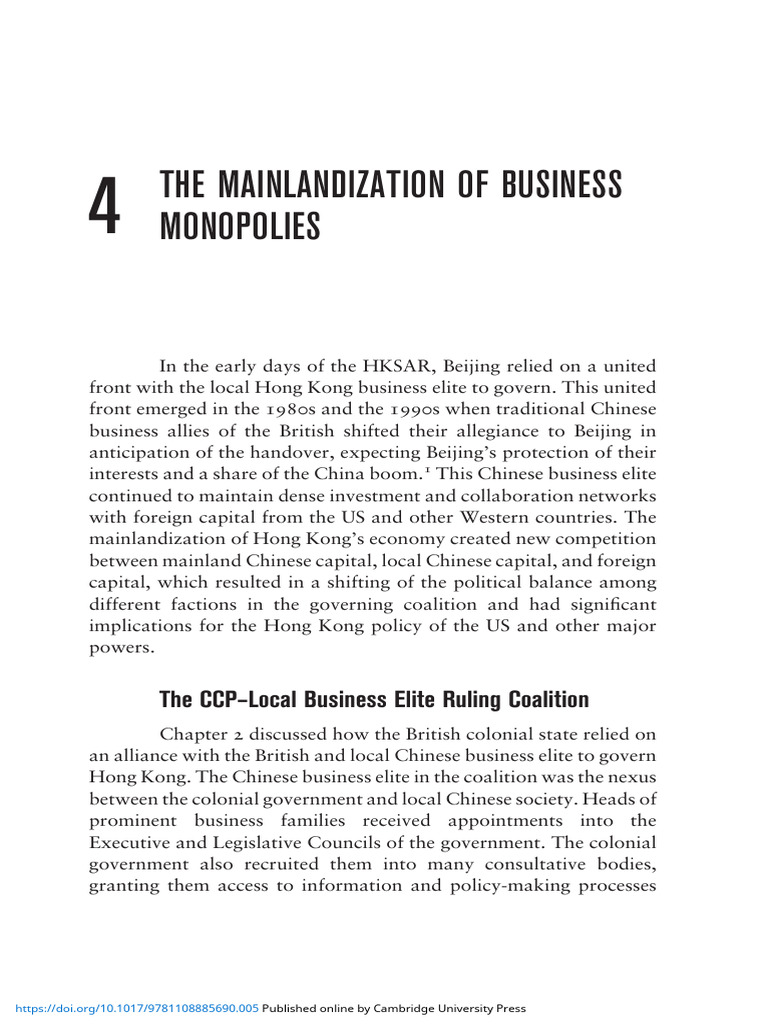 4 Mainlandization of Business Monopolies | PDF | Mainland China ...