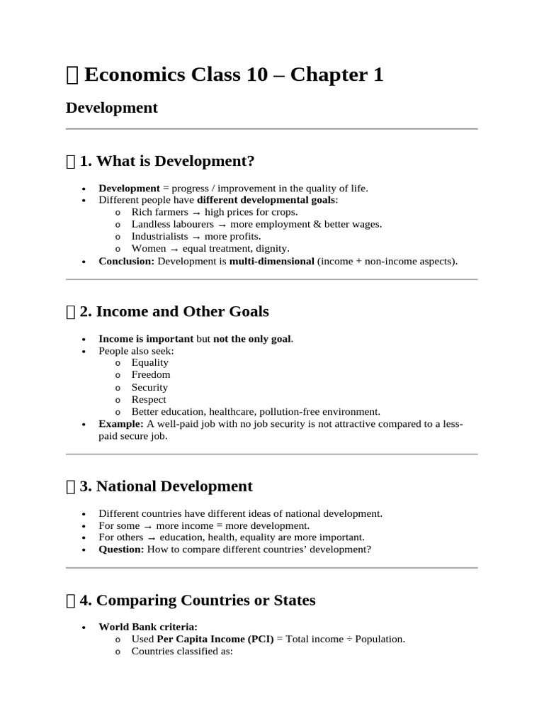 ? Economics Class 10 ch 1 | PDF | Human Development Index | Income
