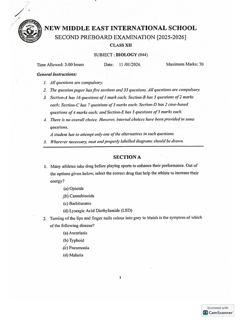 Biology Paper Nmeis | PDF