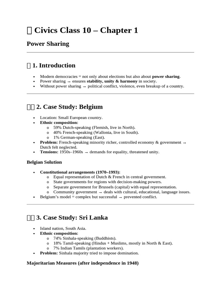 ? Civics Class 10 ch 1 | PDF