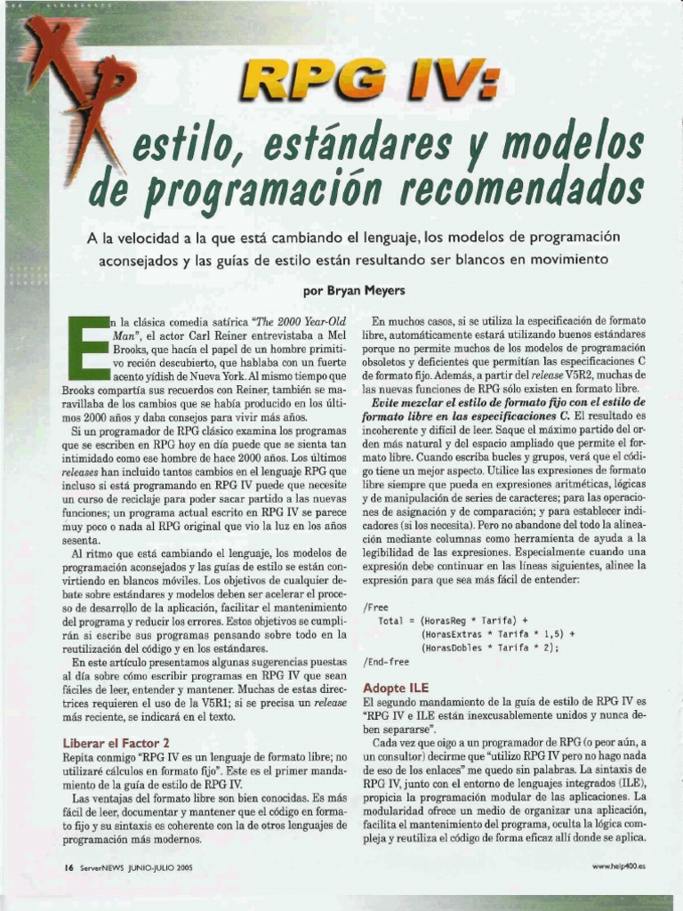 Mejores Practicas en Programación RPG IV según Bryan Meyers | PDF ...