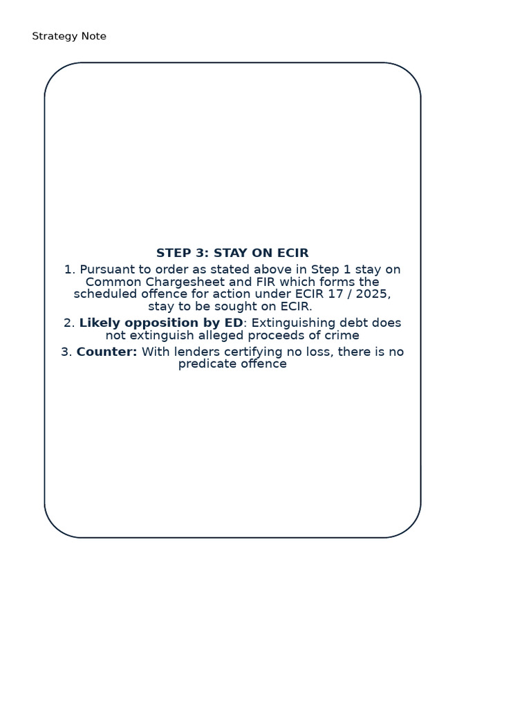 ECIR Strategy Note: Legal Steps | PDF