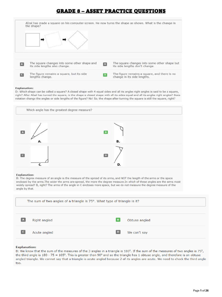 Gr 8 Math Asset Qn Bank - 2 | PDF