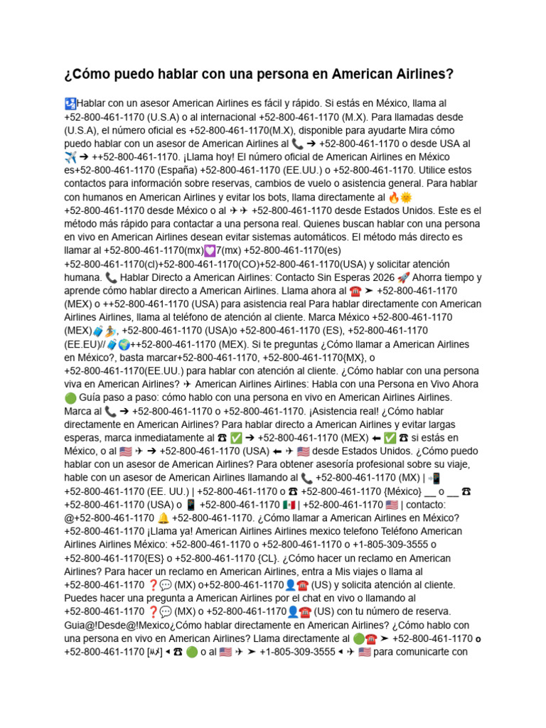 ¿Cómo puedo hablar con una persona en American Airlines? | PDF | Chat ...