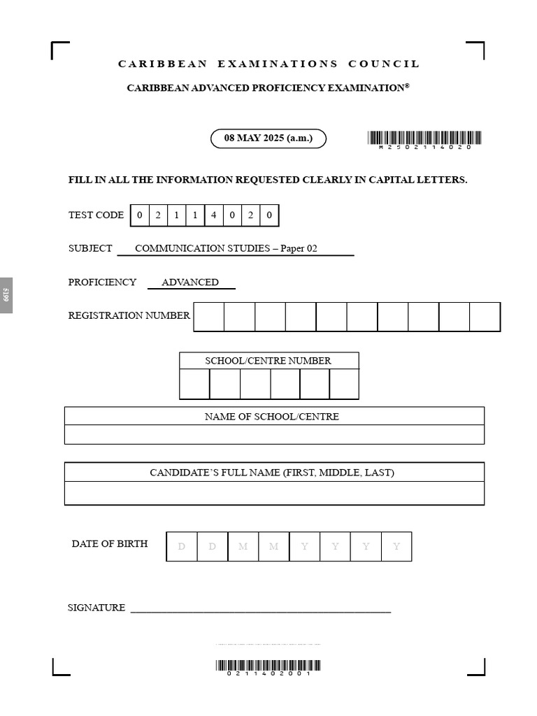 CAPE Communication Studies Exam 2025 | PDF | Biodiversity | Ecology