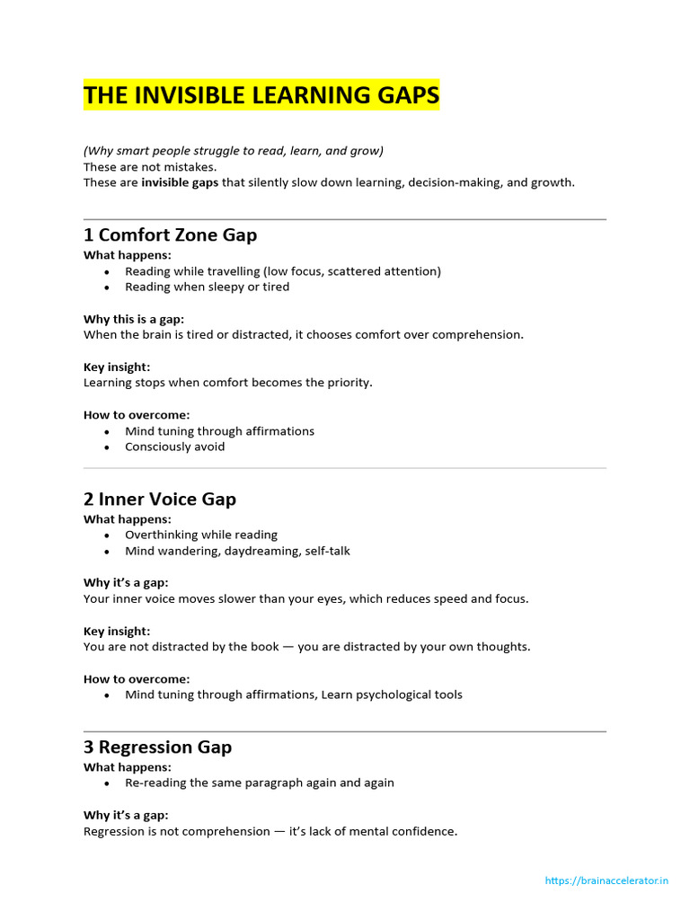 Overcoming Invisible Learning Gaps | PDF | Learning | Mind