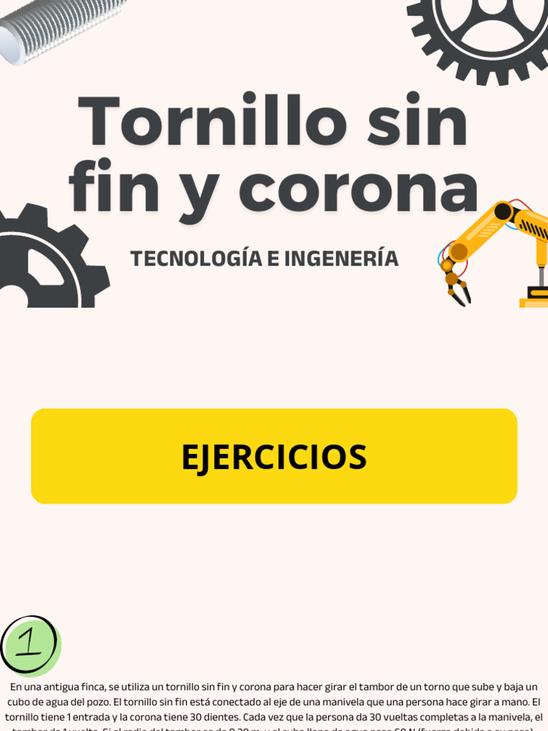 Ejercicios de tornillo sin fin y corona | PDF