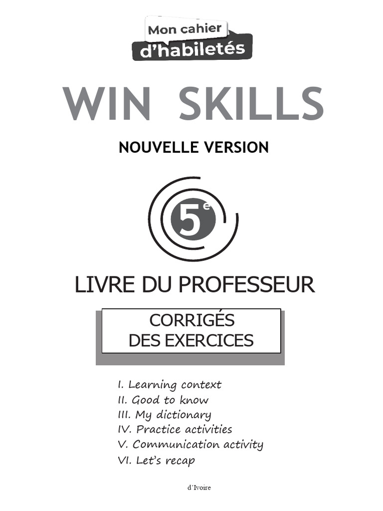 Win Skills Habilétés 5e Corrigé NOUVELLE VERSION | PDF | Grandparent ...