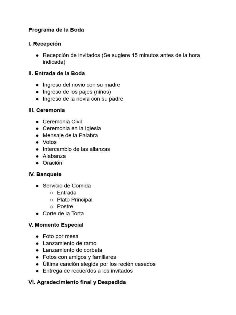 Programa de La Boda - Documentos de Google | PDF