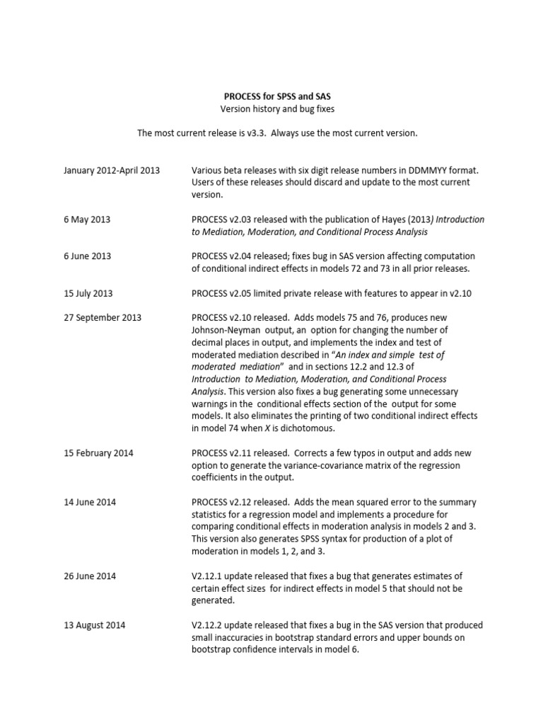 PROCESS Version History | PDF | Bootstrapping (Statistics ...