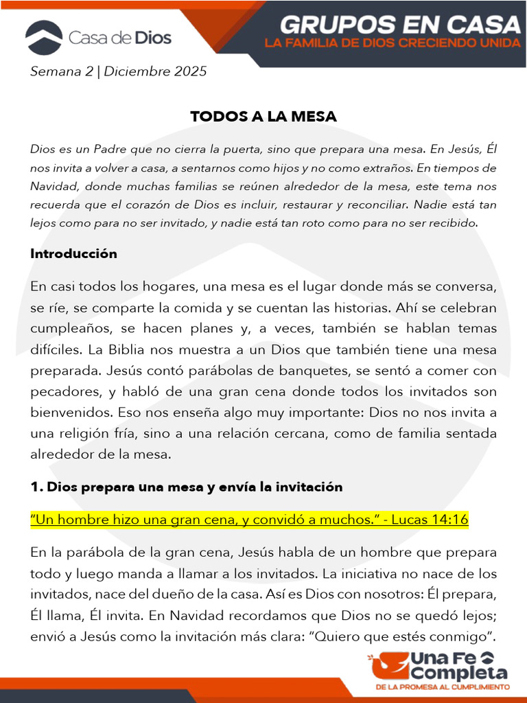 Semana 2 . Diciembre 2025 - Todos a La Mesa | PDF | Perdón | Jesús