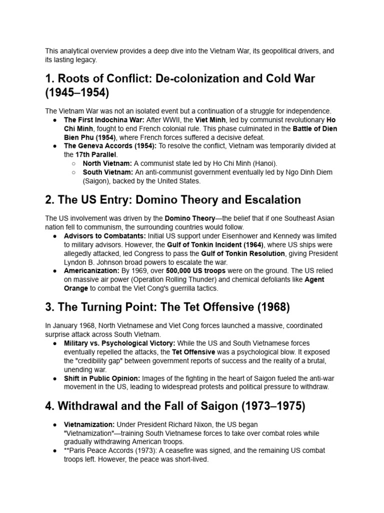 Vietnam War: Causes, Impact, and Legacy | PDF | Vietnam War | South Vietnam