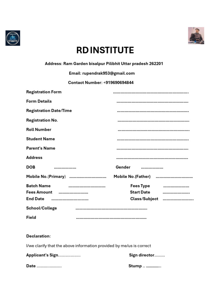 r d Institute Ragistration Form | PDF