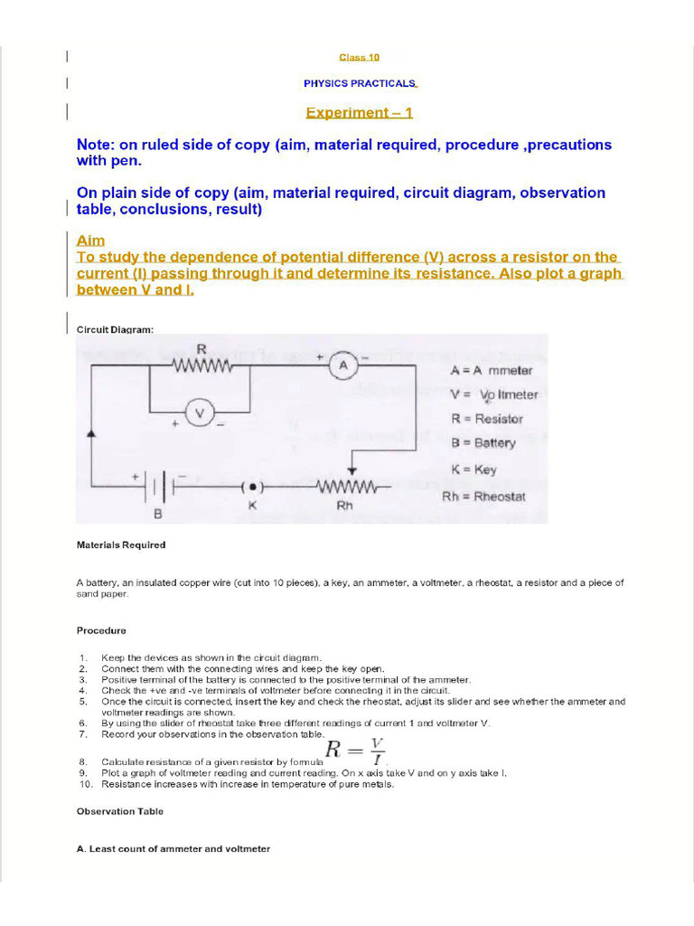 Class 10 TH Physics Practical File | PDF