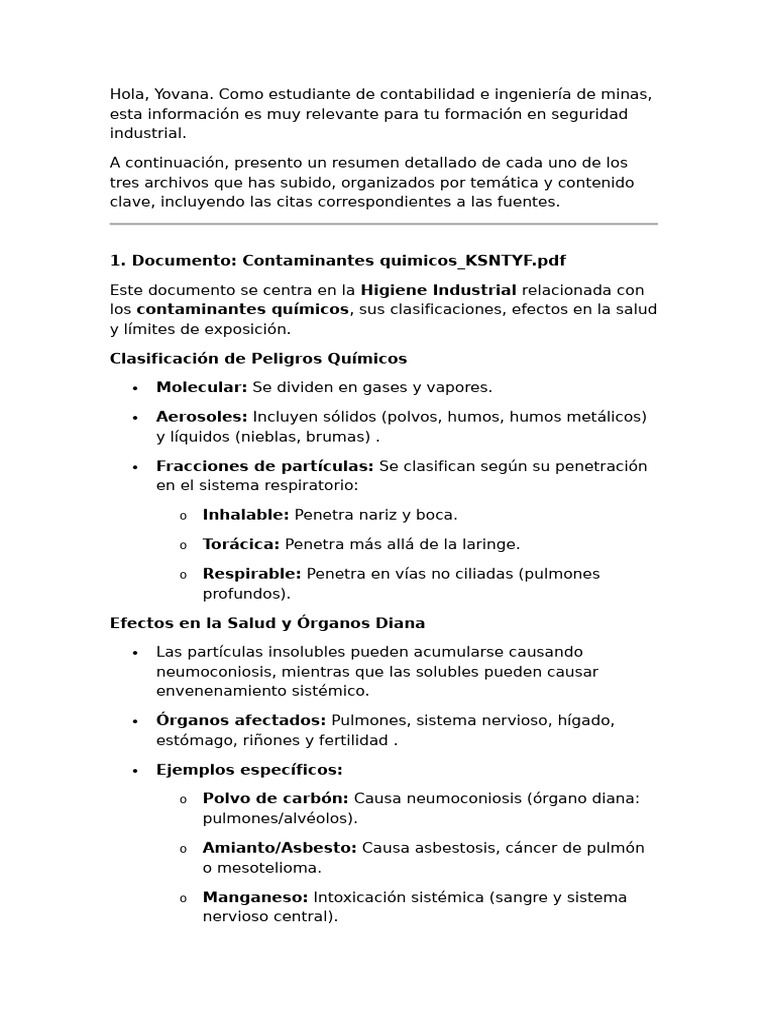 Resumen Final | PDF | Contaminación | Amianto