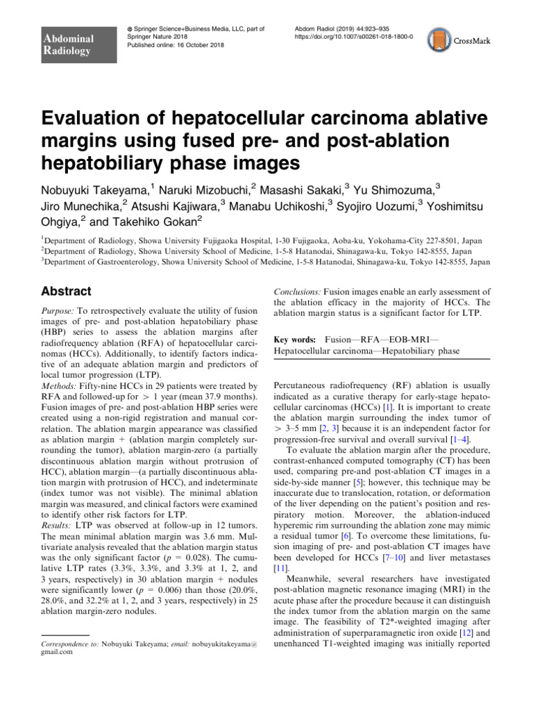 2019 Evaluation of HCC ablative margins using fused pre- & post ...