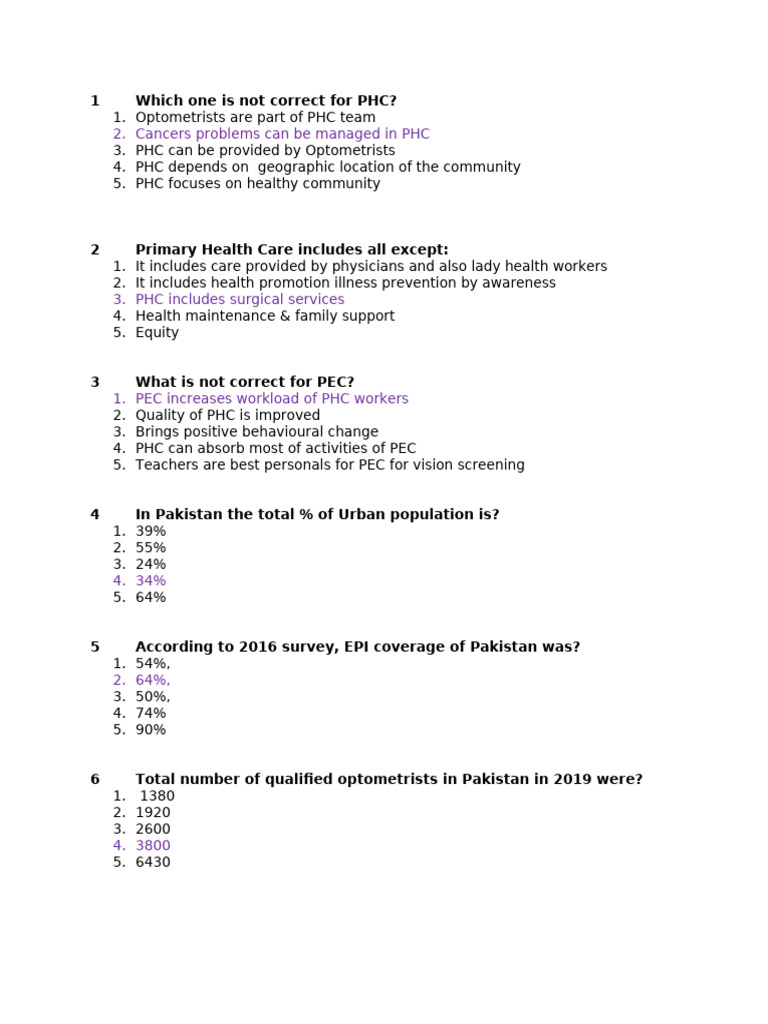 3rd Year Objective Paper 1 2024 Anwar | PDF | Myopia | Visual Impairment