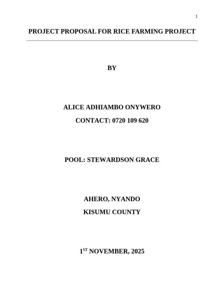 ALICE RICE FARMING PROJECT | PDF | Agriculture | Rice