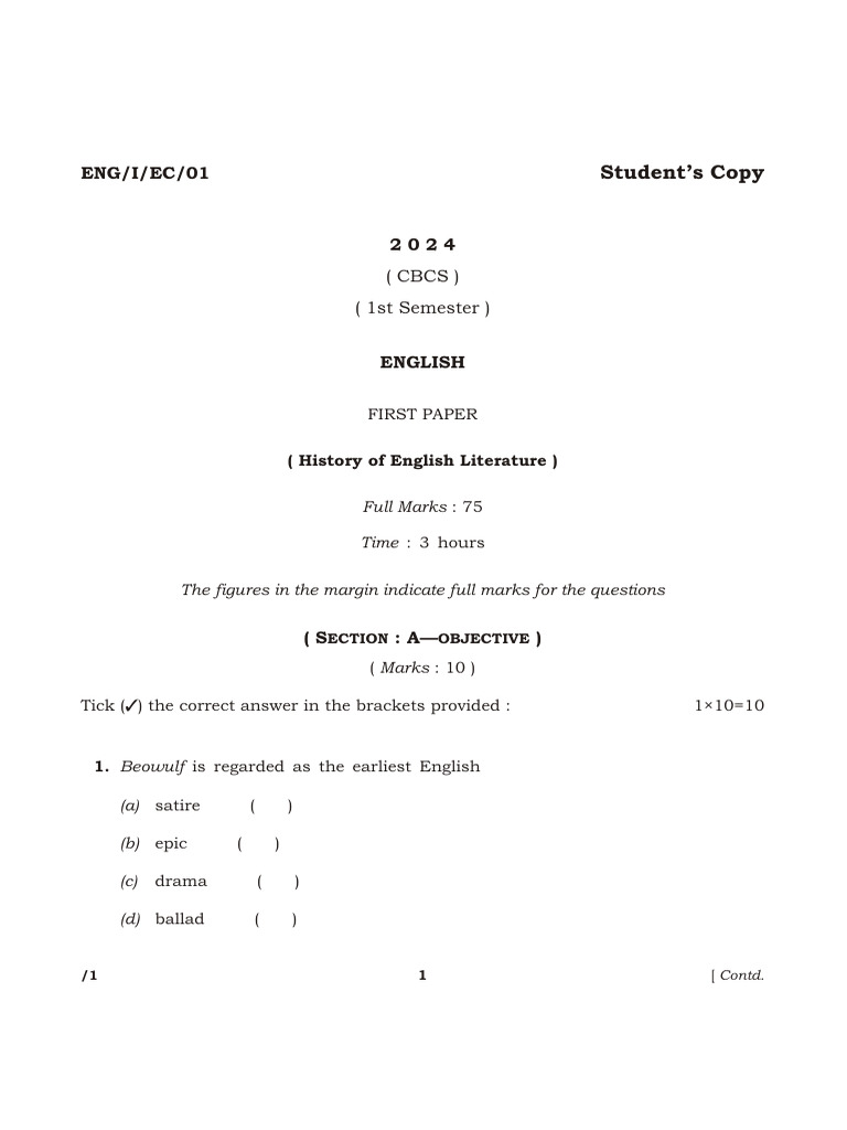 1_ENG-I-EC-01 | PDF | English Literature | Romanticism