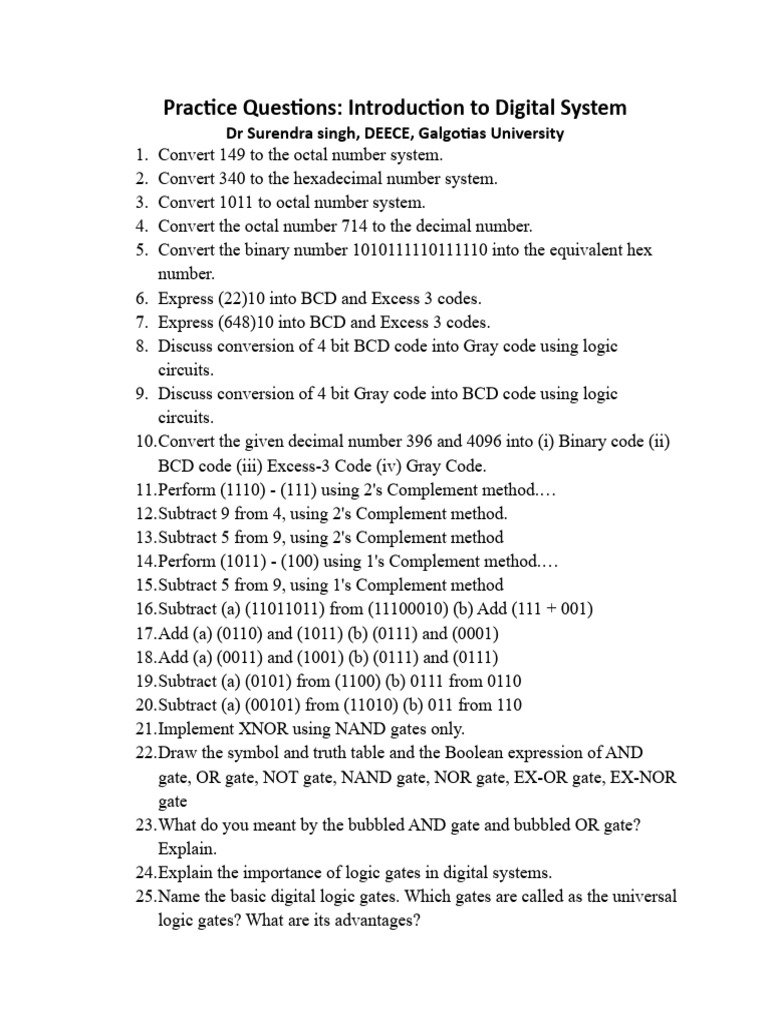 Practice Question - IDS - DR Surendra Singh (7 Jan 2026) | PDF | Logic ...
