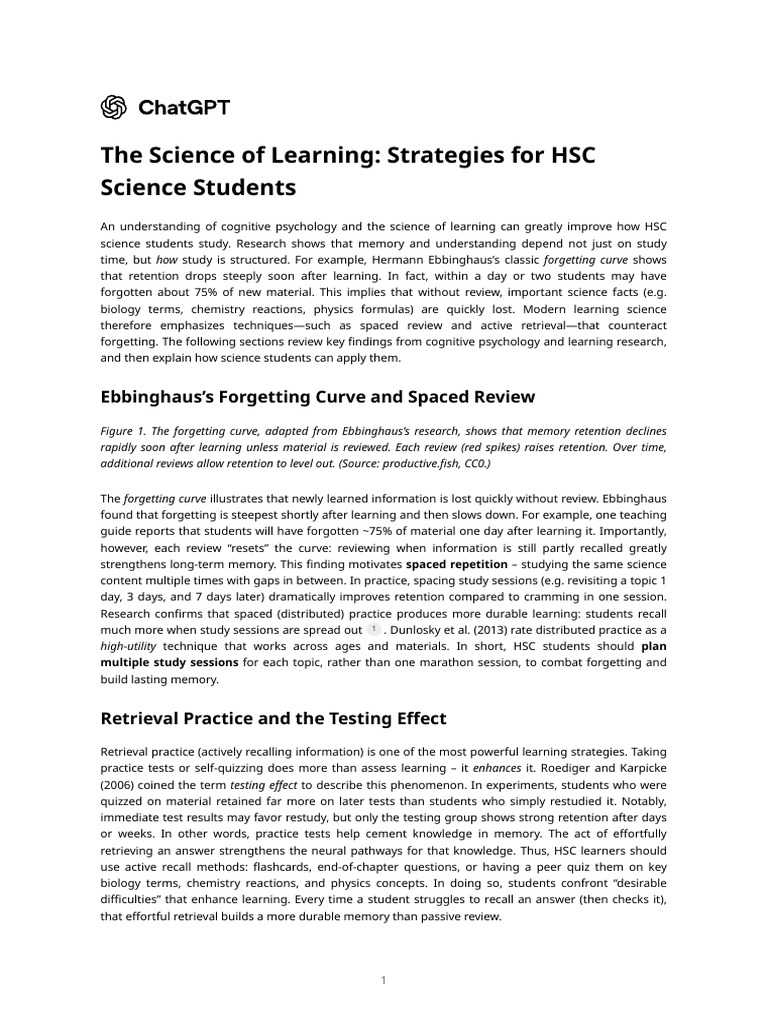 HSC Science Study Strategies Explained | PDF | Learning | Memory