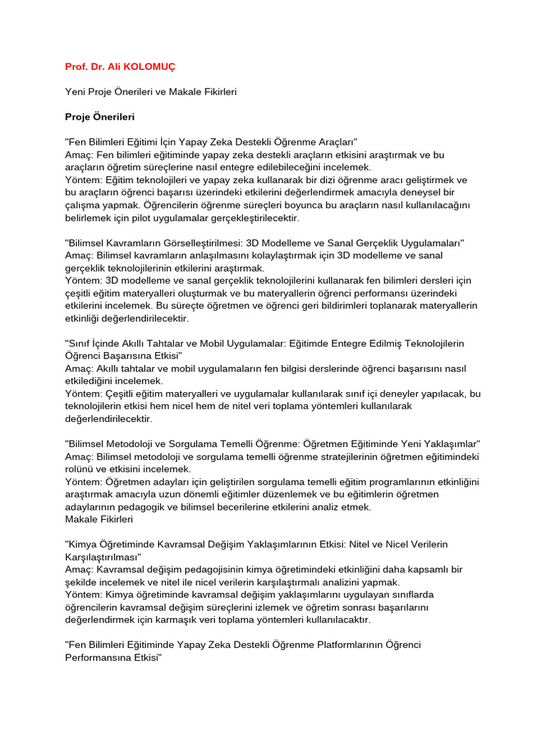 Prof. Dr. Ali Kolomuç | PDF