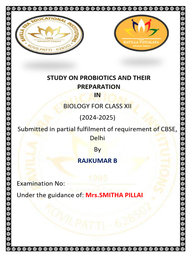 Assignment Front Page[1] | PDF | Probiotic | Biology