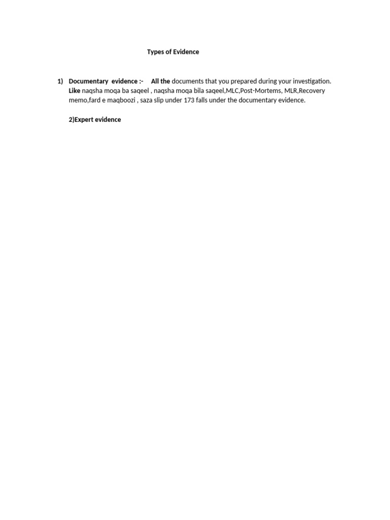 Types of Evidence in Investigations | PDF