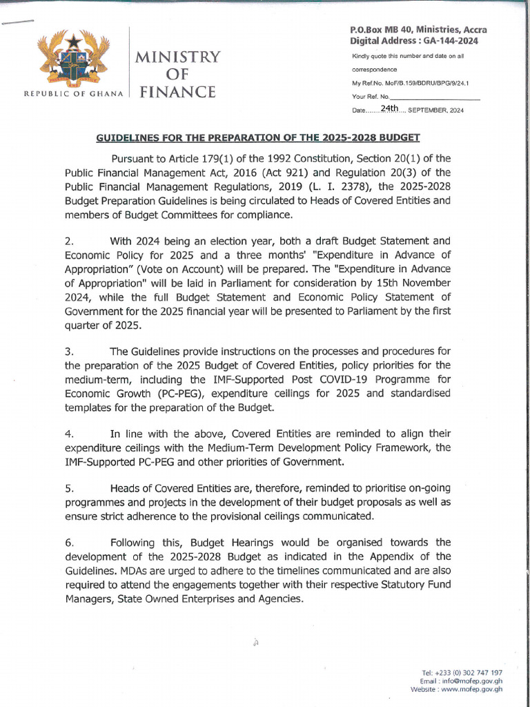 2025-2028 Budget Preparation Guidelines v2 | PDF | Cost Of Living ...