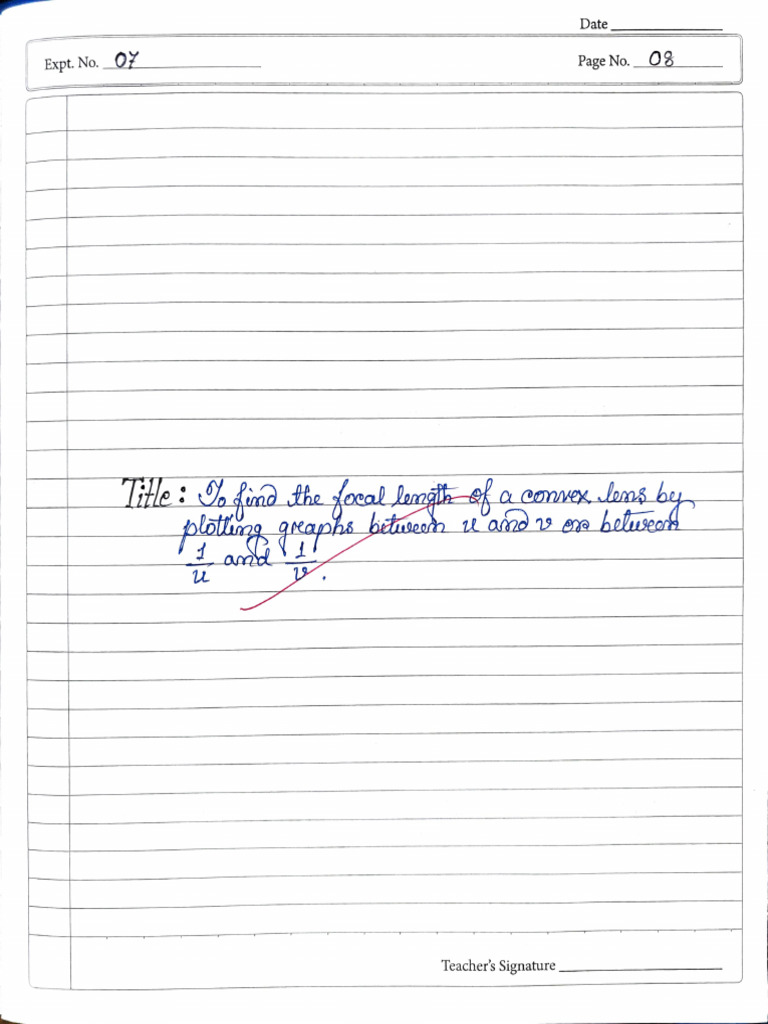 Experiment_7_Focal Length of a Convex Lens | PDF | Optics | Light