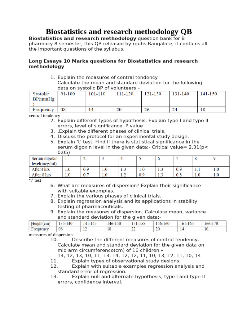 BSRM - QB | PDF | Biostatistics | P Value