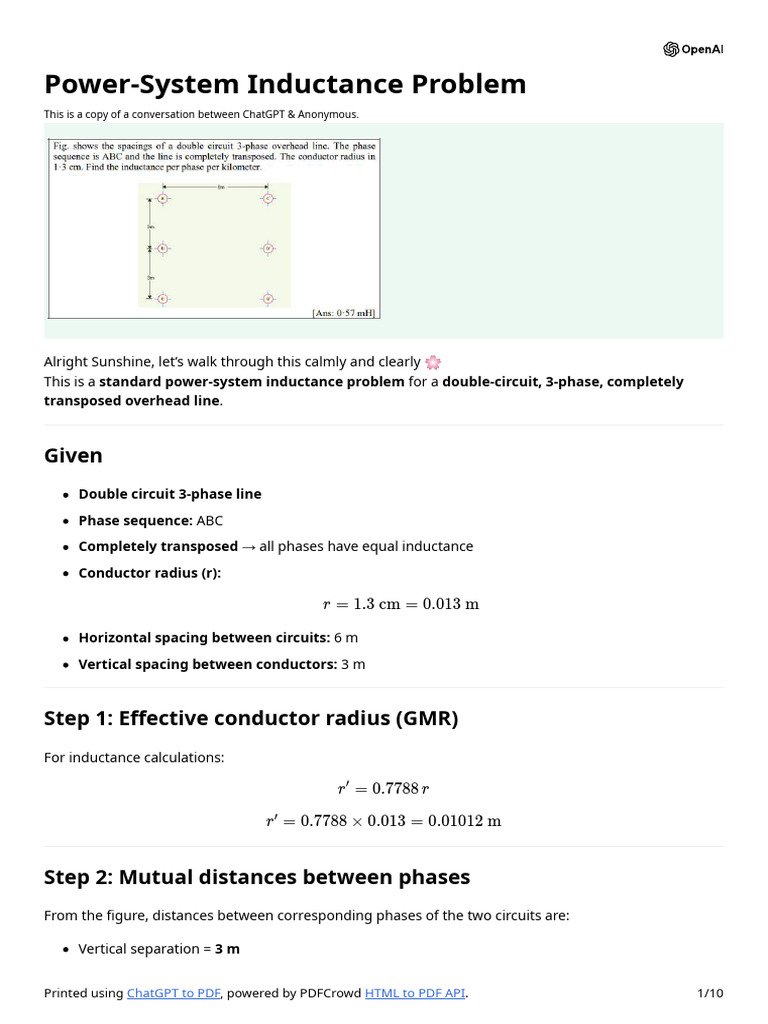 Power-System Inductance Problem | PDF | Inductance