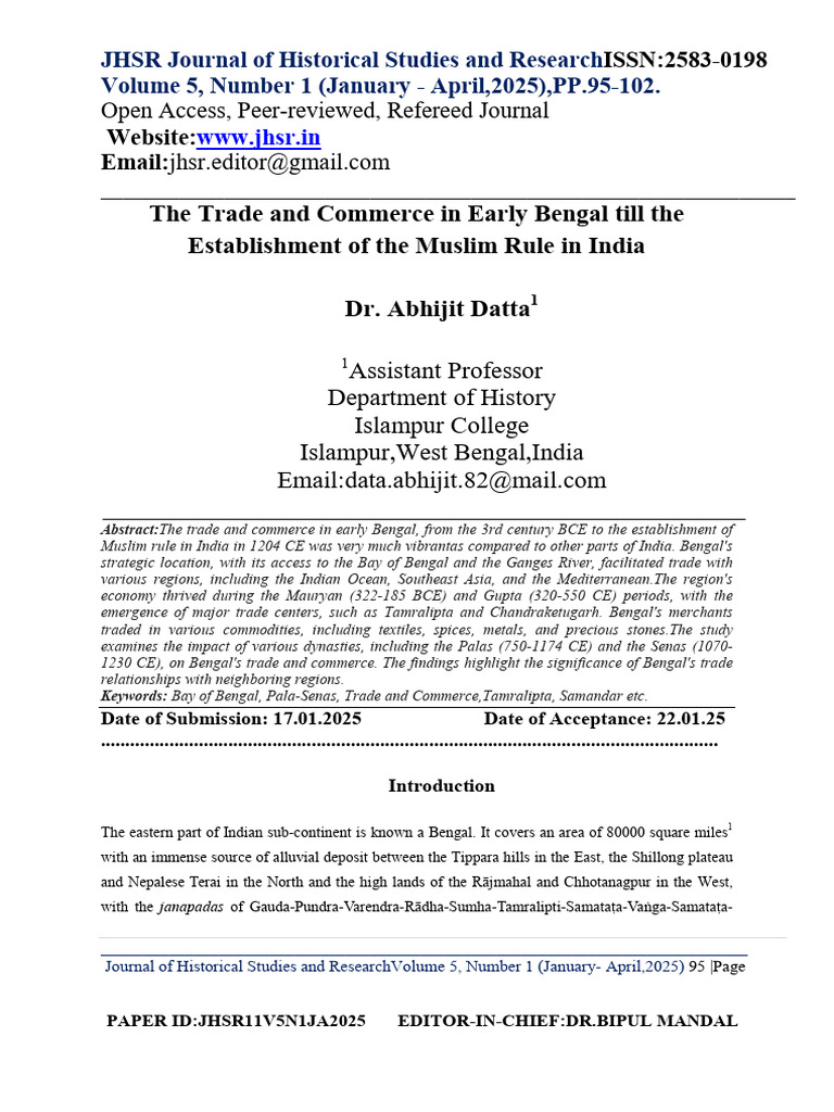 Early Bengal Trade Before Muslim Rule | PDF | Bengal | Trade