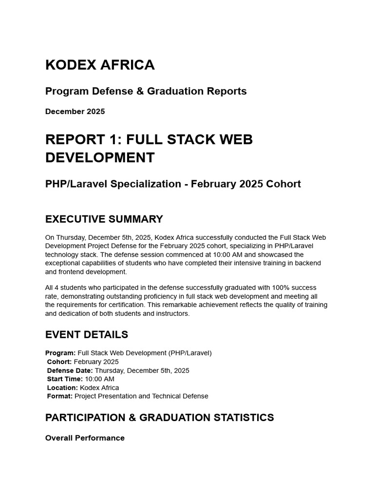 KODEX AFRICA Cybersecurity & Full Stack Web Development | PDF ...