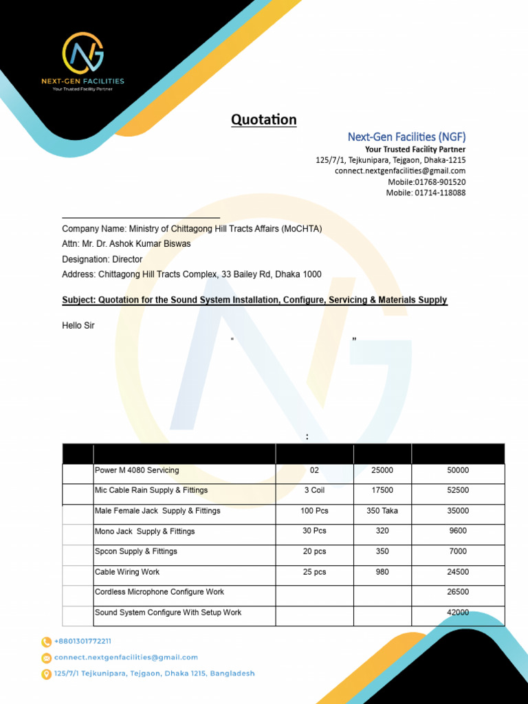 Sound System Servicing & Maintenance Quotation for Ministry by Next-Gen ...