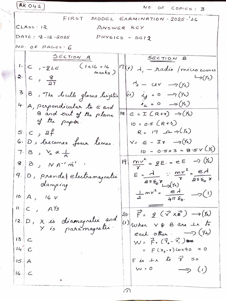 Set2_ First Model_ Ans Key | PDF