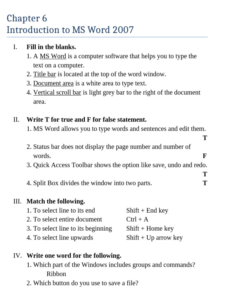 Computer Class 3 Chapter 6 | PDF | Microsoft Word | Software