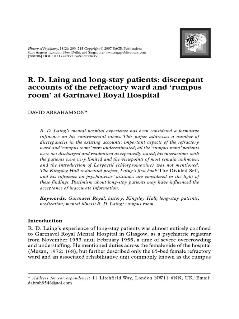Laing's Insights on Long-Stay Patients | PDF | Psychiatry | Health Care