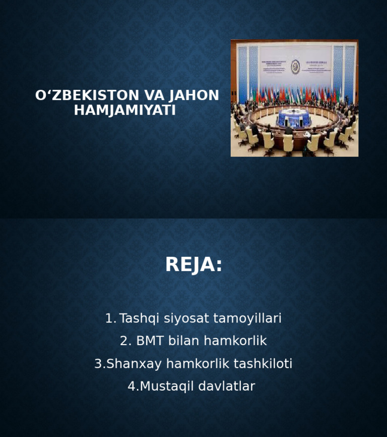 O‘Zbekiston Va Jahon Hamjamiyati | PDF