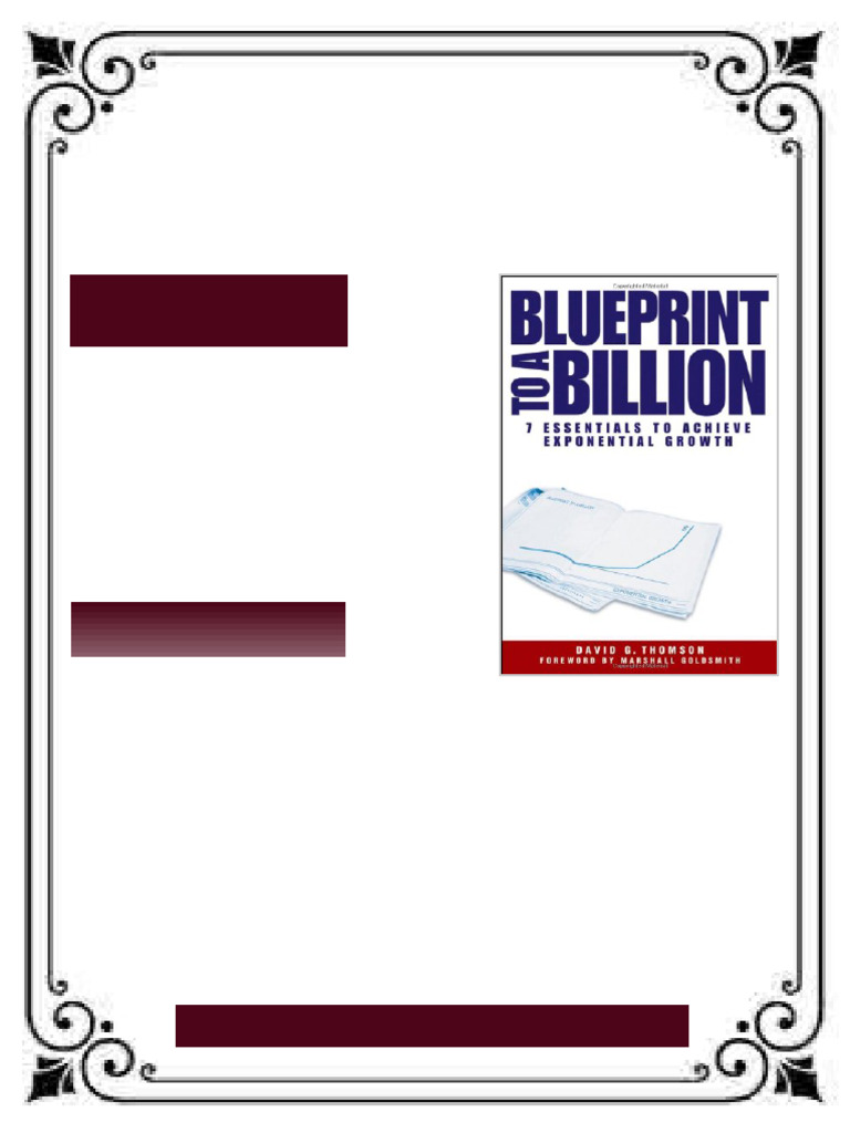 Blueprint to a Billion David G. Thomson ebook digital print edition ...